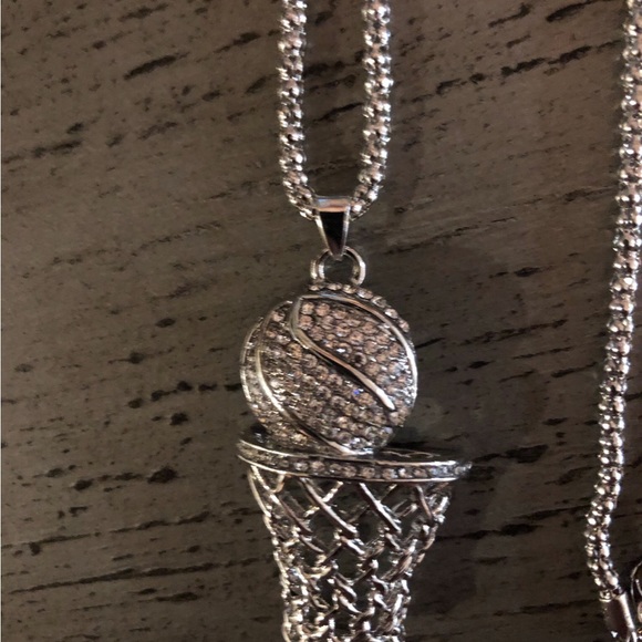 Accessories | Pave Diamond Like Basketball Hoop And Ball With 27 Chain ...